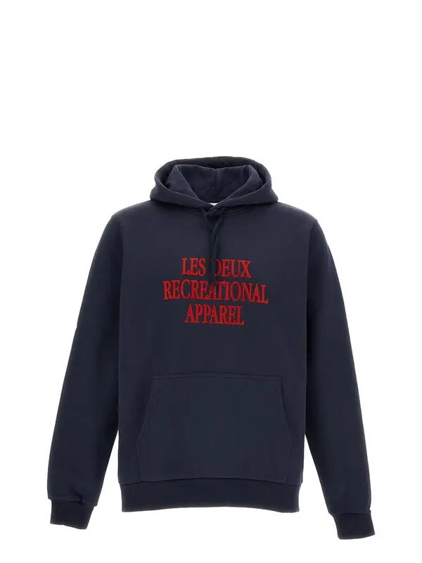 LES DEUX Long Sleeve Cotton Blend Hoodie - Blue