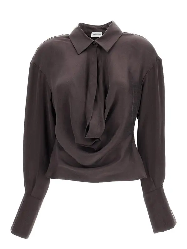 Andamane Lilia Blouse With Deep V-neck - Brown