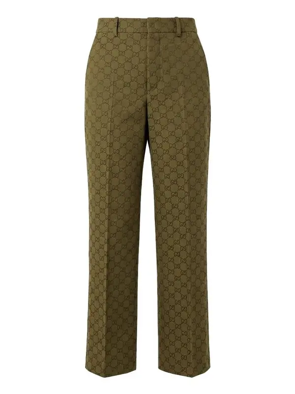 Gucci Gg Jacquard Tailored Trousers - Green