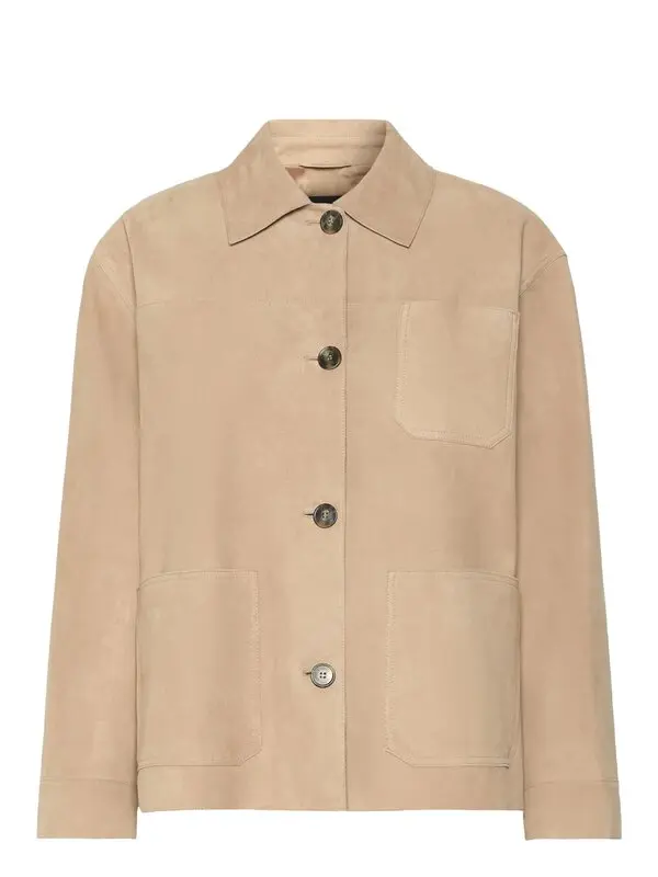 Max Mara Long Sleeve Leather Jacket - Beige