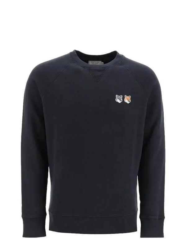 Maison Kitsuné Double Fox Head Patch Crewneck Sweatshirt - Black
