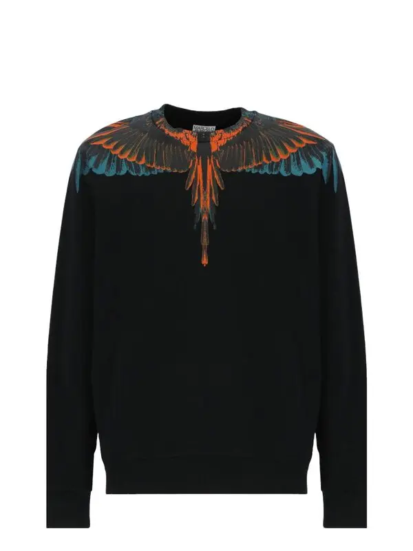 MARCELO BURLON COUNTY OF MILAN Wings Printed Crewneck Sweatshirt - Black