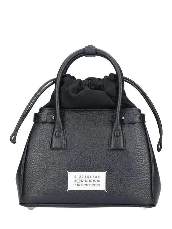 MAISON MARGIELA 5ac Logo Patch Small Drawstring Tote Bag - Black