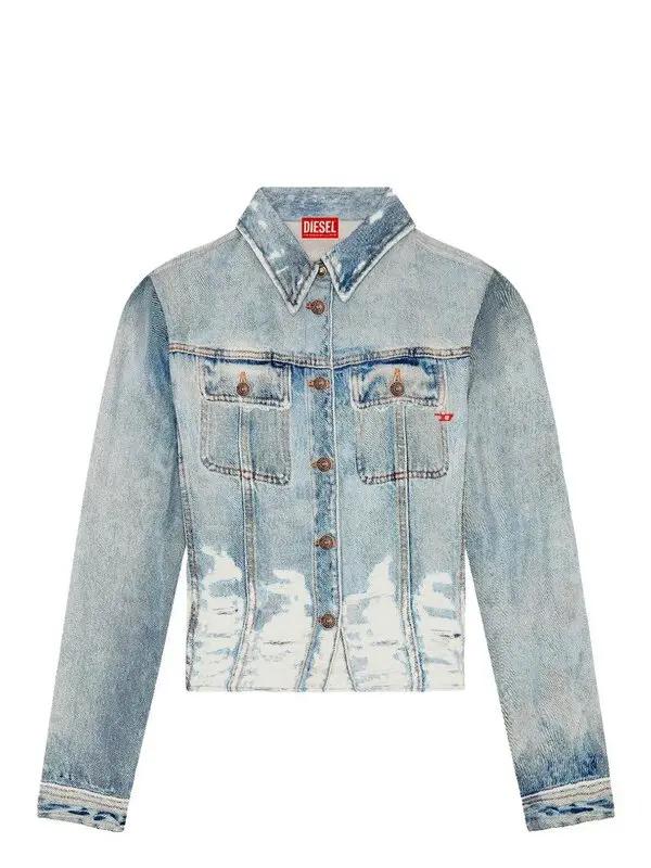 DIESEL® C-lorelle Cropped Distressed Shirt - Green