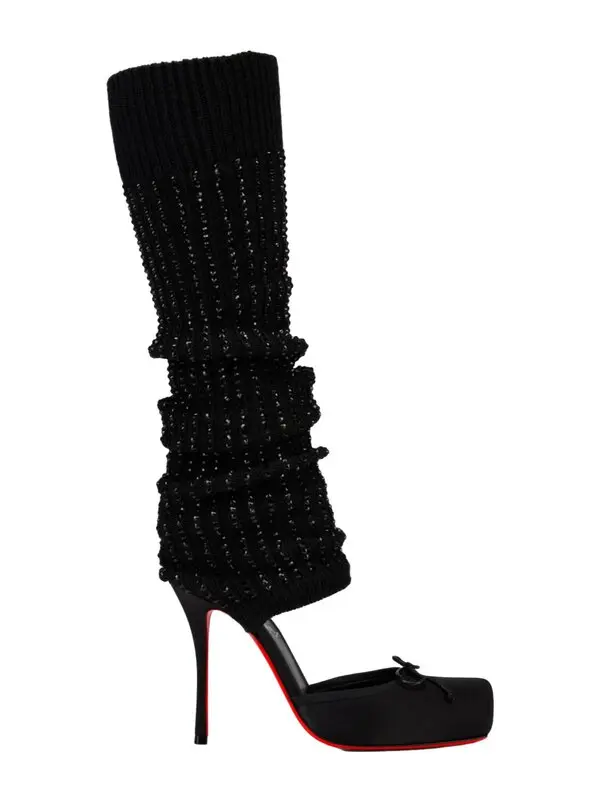 CHRISTIAN LOUBOUTIN Bow Embellished Square Toe Stiletto High Heels - Black
