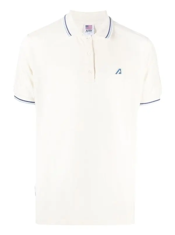 AUTRY Logo Patch Short-sleeved Polo Shirt - White