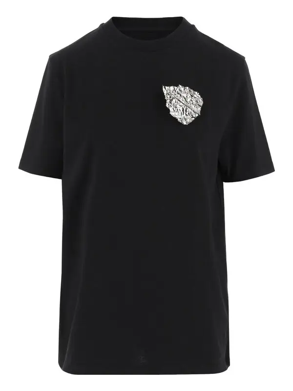 JIL SANDER Leaf Embellished T-shirt - Black