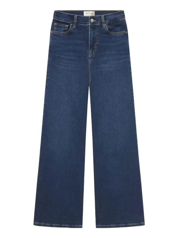 FRAME High Waist Wide Leg Denim Trousers - Blue