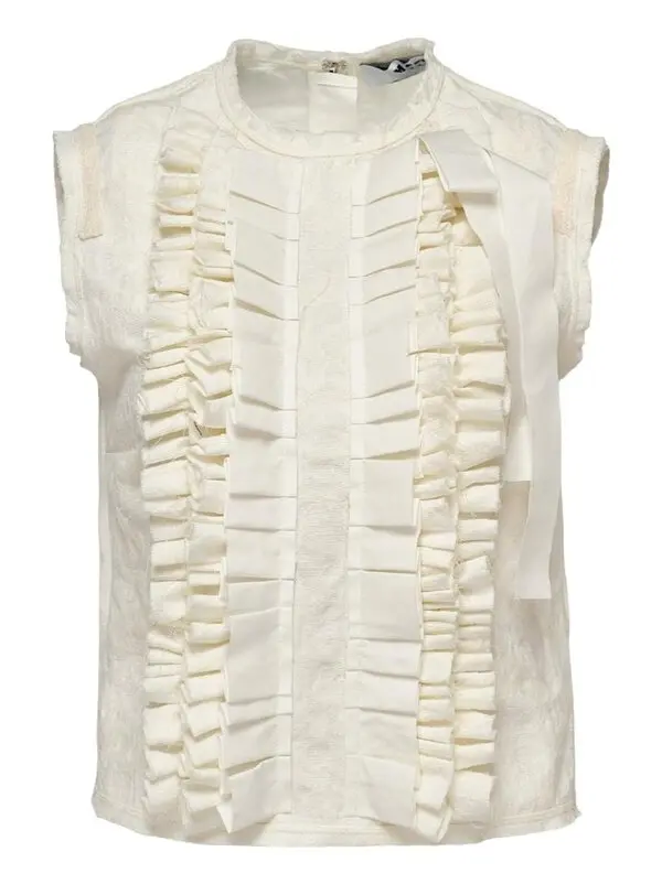 MSGM Sleeveless Ruffled Textured Top - No