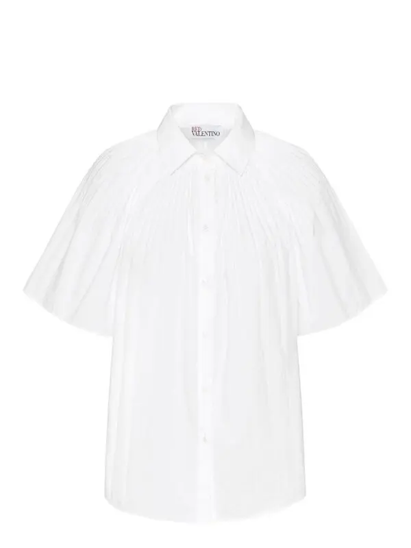 Red Valentino Pleated Short Sleeve Shirt - White