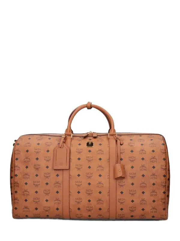 Mcm Ottomar Logo Patterned Weekender Duffel Bag - Brown