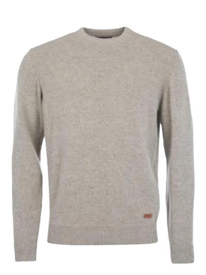 Barbour Long-sleeved Sweater With Alcantara Elbow Patches - Stone