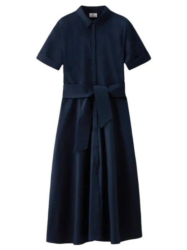 Woolrich Tie-waist Short-sleeved Shirt Dress - Black