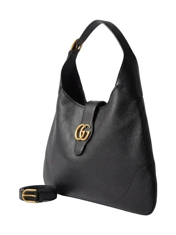 Gucci Aphrodite Large Shoulder Bag With Double G Clasp - Black