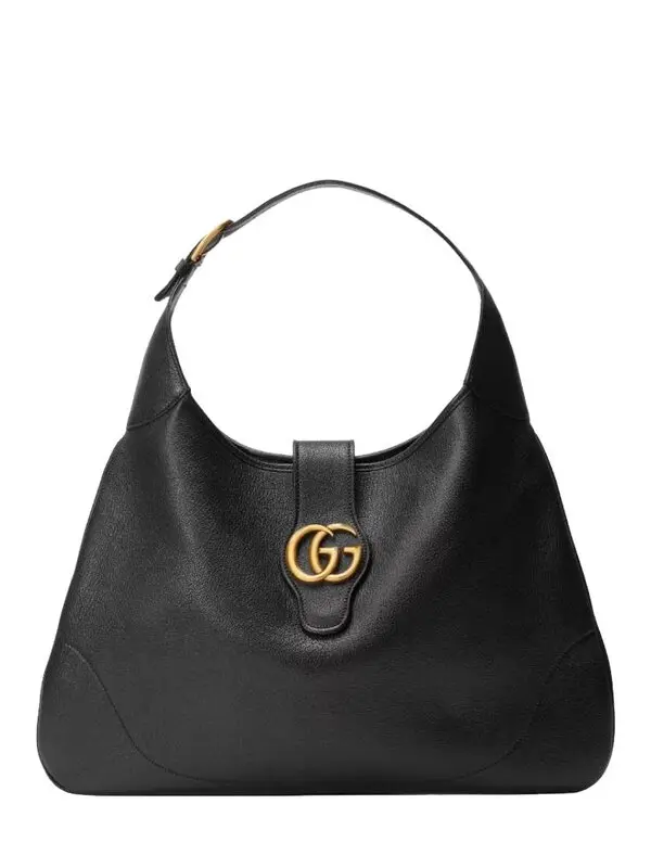 Gucci Aphrodite Large Shoulder Bag With Double G Clasp - Black