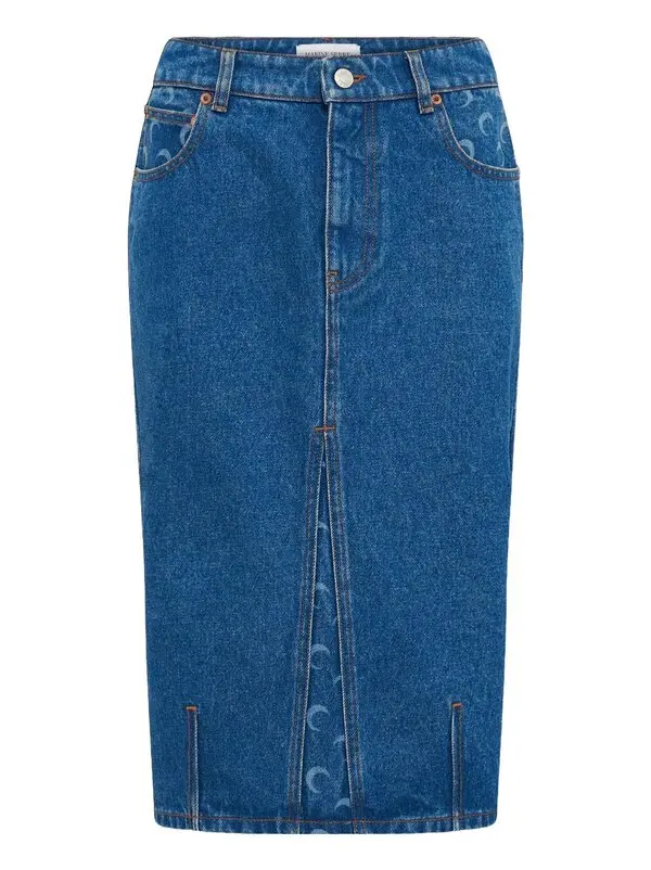 MARINE SERRE Moon Laser Denim Midi Skirt - Blue