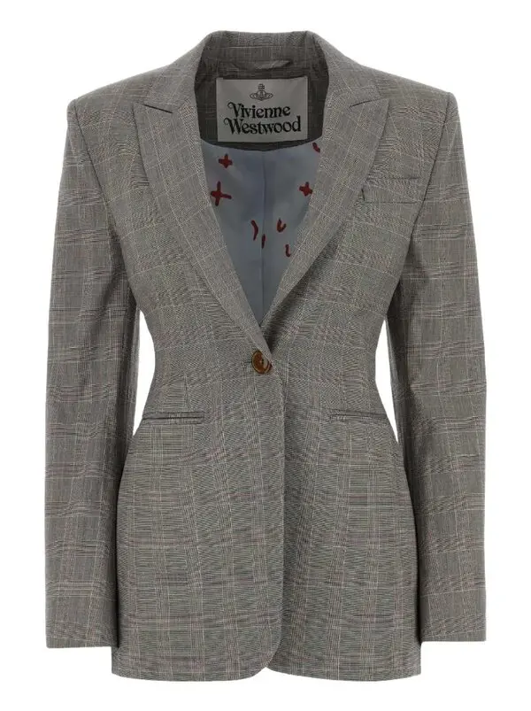 VIVIENNE WESTWOOD Single-breasted Checked Tailored Blazer - Gray