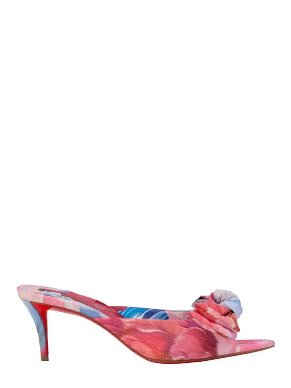 CHRISTIAN LOUBOUTIN Peony Print Bow Detail Heeled Sandals - Pink