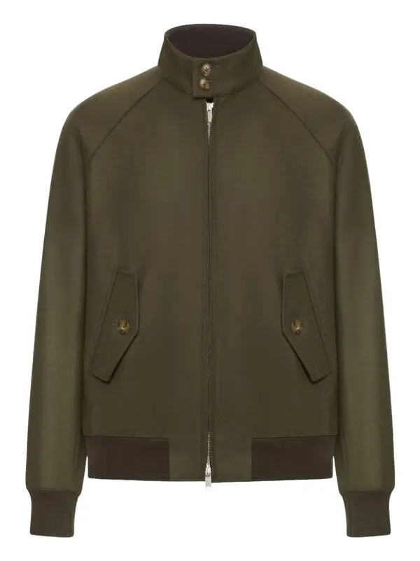 BARACUTA High-neck Zip-up Jacket - Olive Green