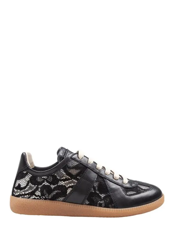 MAISON MARGIELA Replica Embroidered Lace Low-top Sneakers - Black