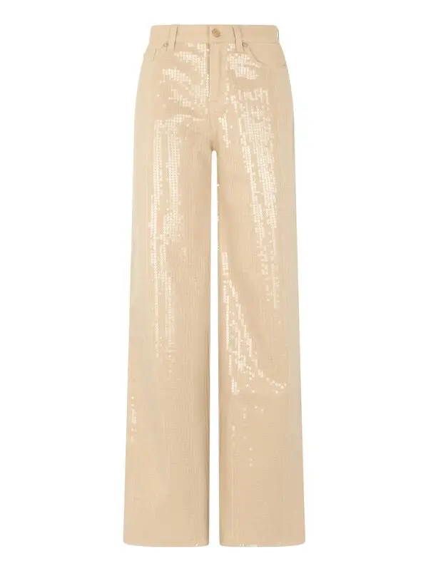 7 For All Mankind Sequined Wide-leg Pants - Nude