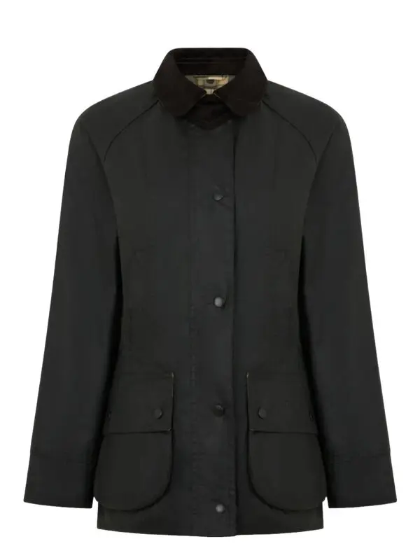 Barbour Beadnell Waxed Corduroy-collar Jacket - Black