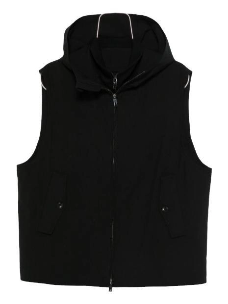 Emporio Armani Zip-up Hooded Vest - Black