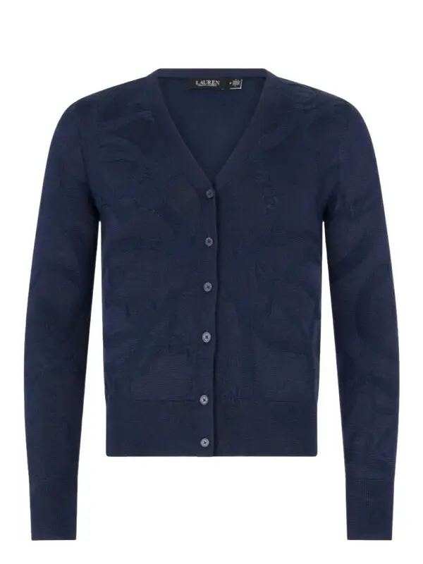 Ralph Lauren Jacquard V-neck Knitted Cardigan - Blue