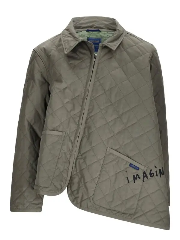 Comme Des Garçons Quilted Long Sleeve Jacket With Graphic Detail - Khaki