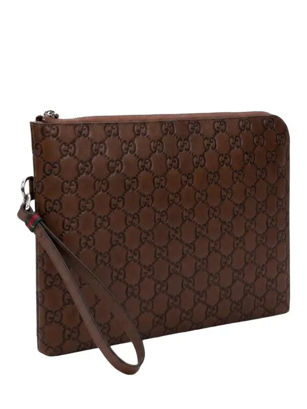 Gucci Gg Emblem Medium Clutch - Brown