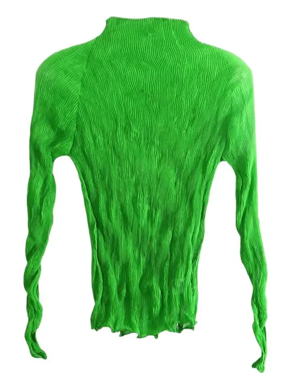 Issey Miyake Sheer Pleated Long Sleeve Shirt - Green