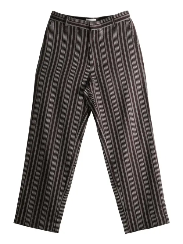 THE ELDER STATESMAN Striped Pleated Trousers - Black