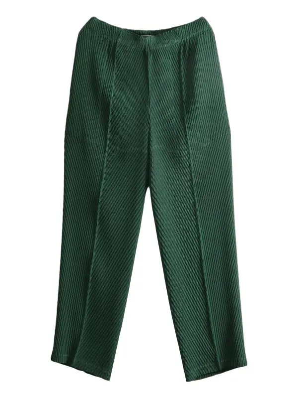 Issey Miyake Ribbed Straight-leg Trousers - Green
