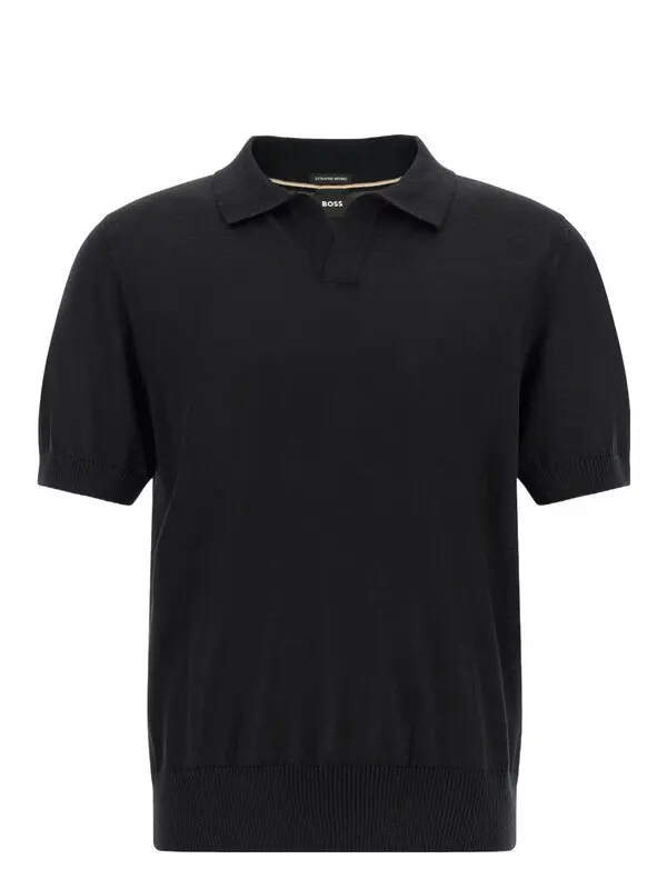Hugo Boss H Lantoni Knitted Polo Shirt - Black