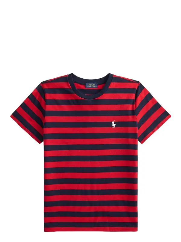 Polo Ralph Lauren Striped Logo Embroidered T-shirt - Red