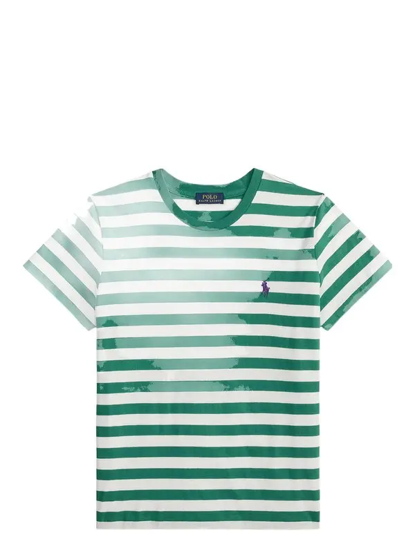 Polo Ralph Lauren Striped Embroidered-logo T-shirt - Green