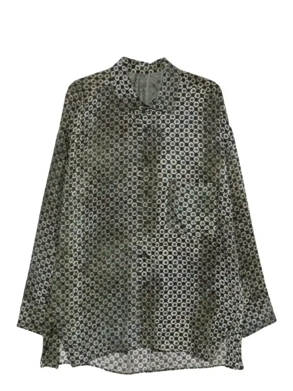 ZIGGY CHEN Digital-print Cocoon-style Shirt - Gray