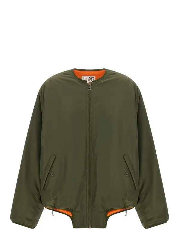 MAISON MARGIELA Zip Up Bomber Jacket With Stand Collar - Khaki