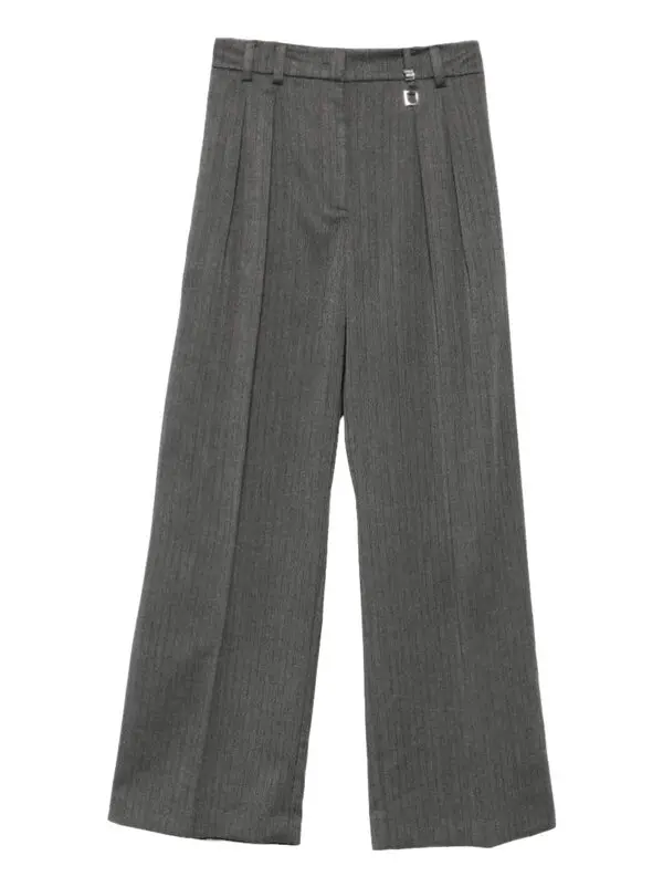 Patrizia Pepe Tailored Pinstripe Wide Leg Trousers - Grey