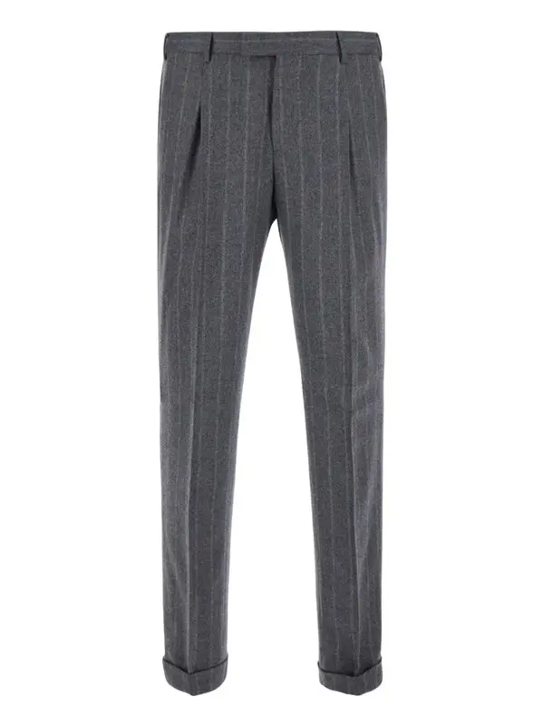 PT TORINO Striped Pleated Trousers - Grey