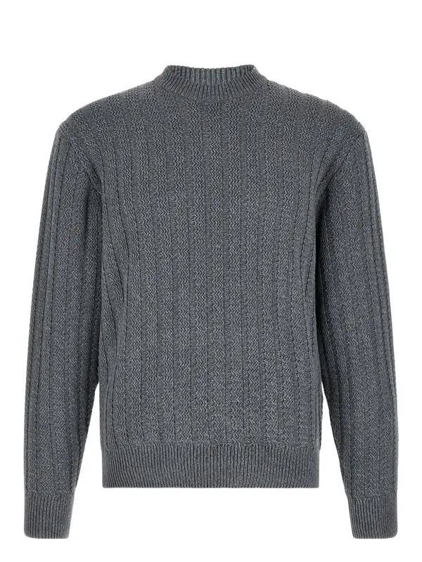 Hugo Boss Textured Crew Neck Knitted Sweater - Gray