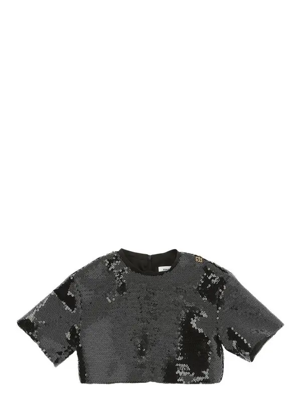 Pinko Sequin Round Neck Top - Black