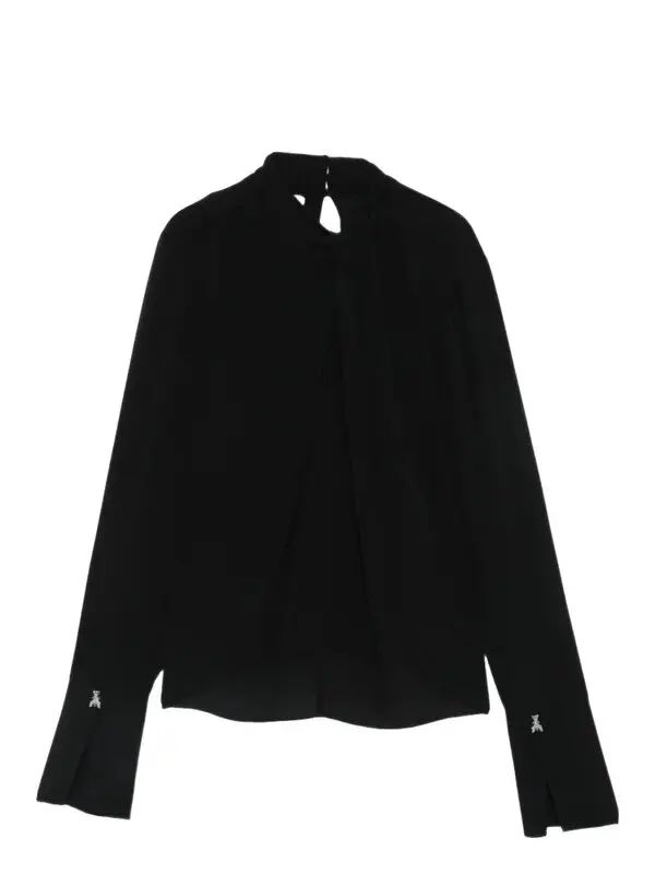 Patrizia Pepe Pleated High-neck Blouse With Back Cut-out - Black