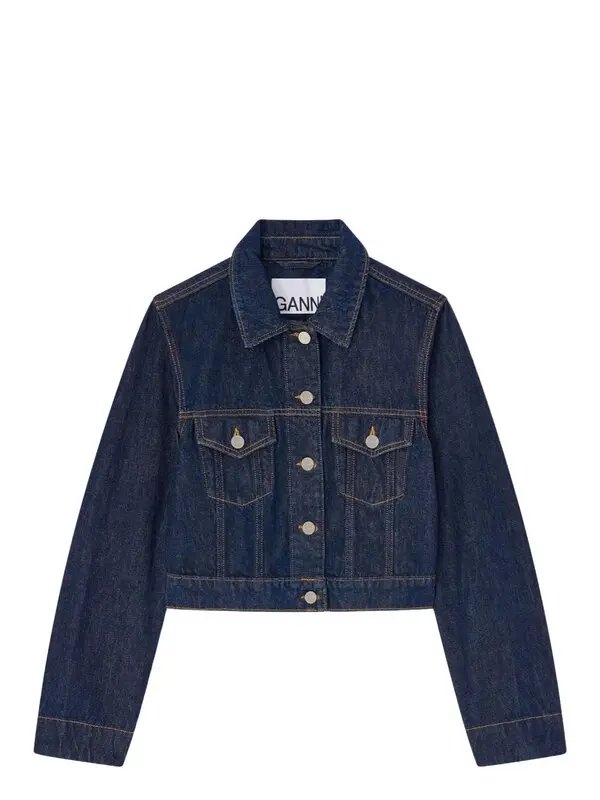 GANNI Cropped Denim Jacket - Rinse