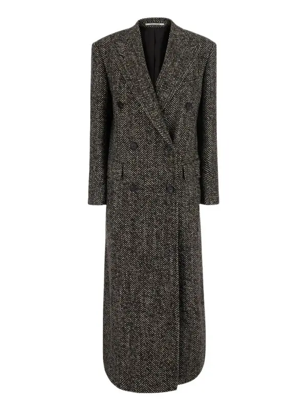 Tagliatore Long-sleeved Herringbone Coat - Brown