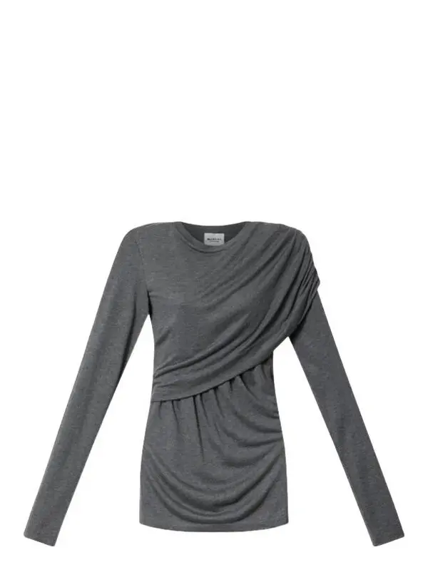 Isabel Marant Étoile Asymmetrical Draped Long Sleeve Top - Grey