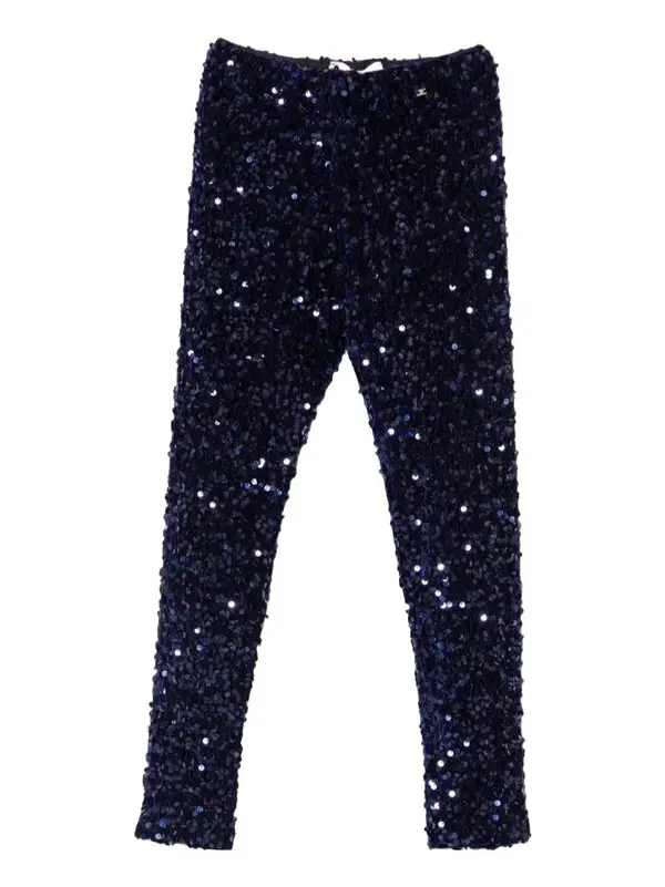 Elisabetta Franchi Elastic Waist Sequin Trousers - Black