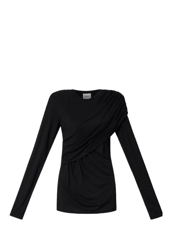 Isabel Marant Étoile Asymmetrical Draped Long Sleeve Top - Black