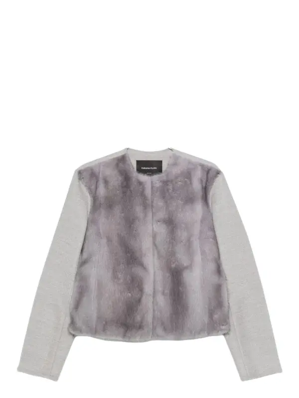 Fabiana Filippi Fur And Textured Long Sleeve Jacket - Grey