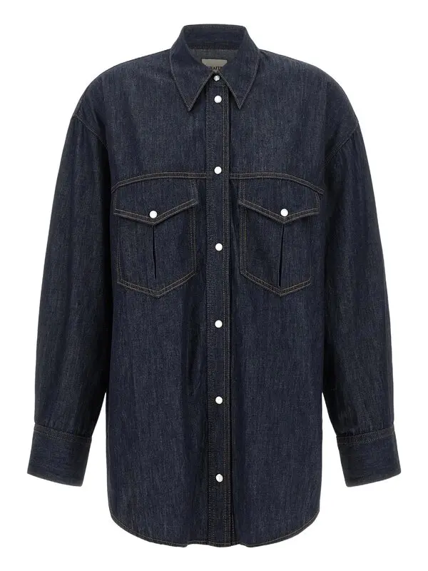 Khaite Long-sleeved Denim Shirt - Deep Indigo